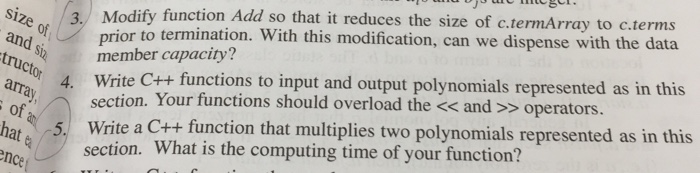 size 3. Modify function Add so that it reduces the | Chegg.com