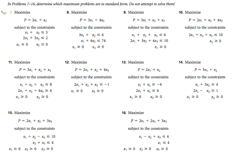 Solved In Problems 7-16, determine which maximum problems | Chegg.com