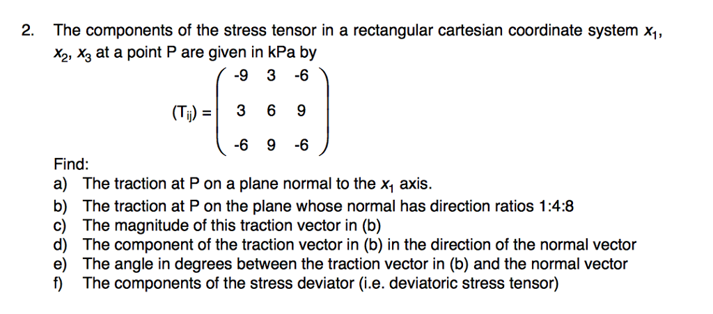 Solved 2 The Components Of The Stress Tensor In A
