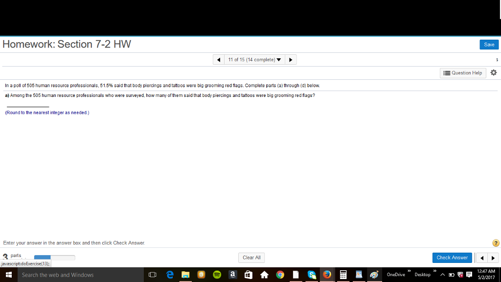 Solved Homework Section 7 2 Hw 11 Of 15 4 Complete In A