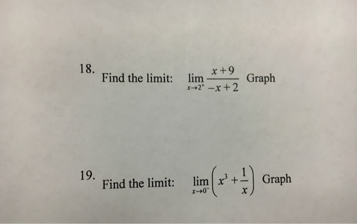 Solved 18. t +9 Find the limit: lim Graph 19, Findthelimit | Chegg.com