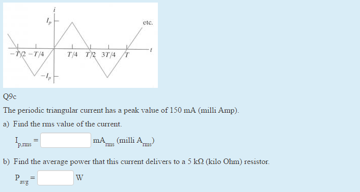 Solved The periodic triangular current has a peak value of | Chegg.com