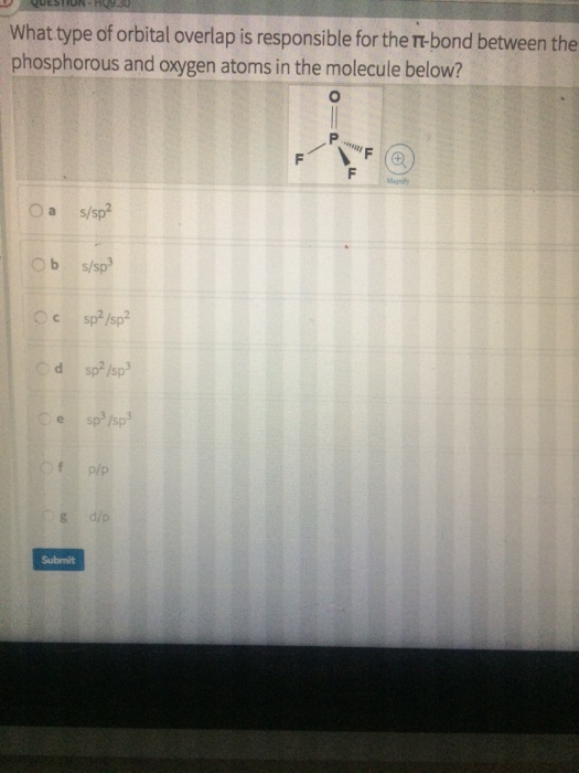 Solved 769 QUESTION H What type of orbital overlap is | Chegg.com