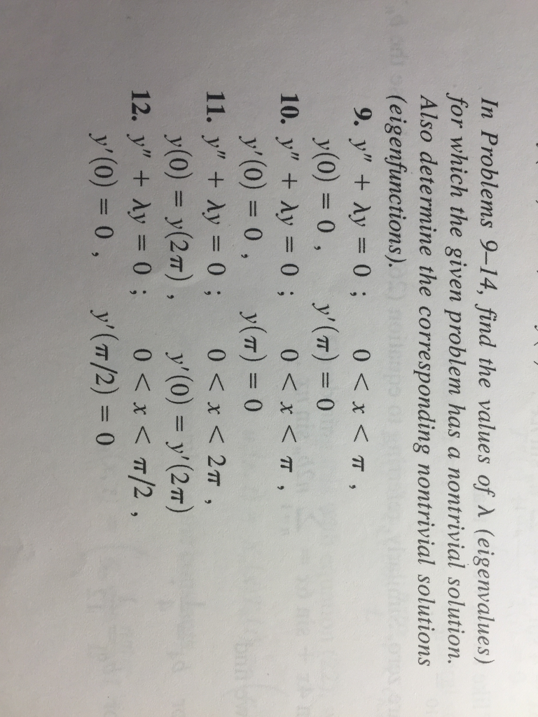 Solved In Problems 9 14 Find The Values Of Lambda 6990