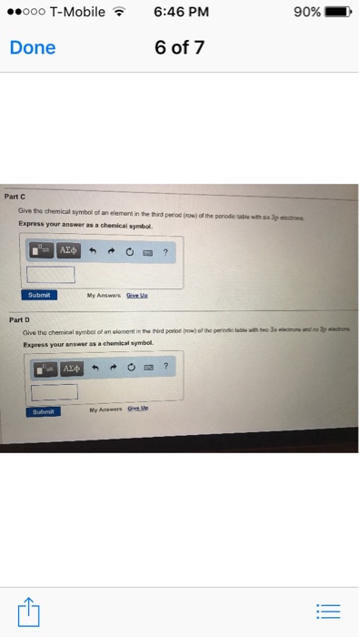 Solved Give the chemical symbol of an element in the third | Chegg.com