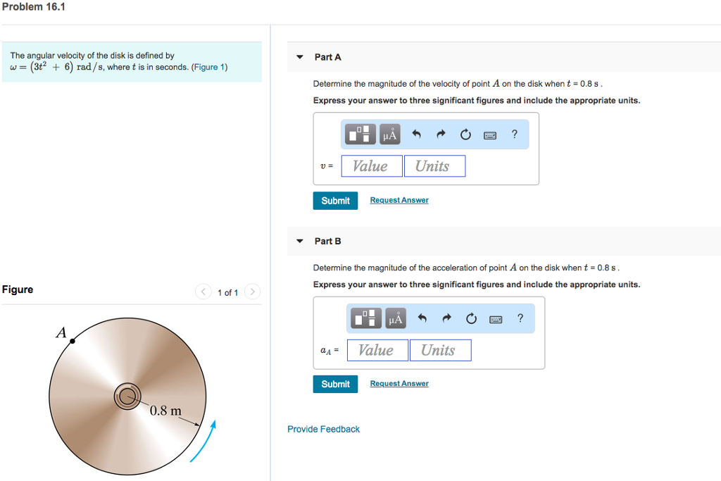 Solved Problem 16.1 The angular velocity of the disk is | Chegg.com