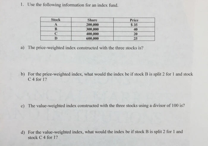 Solved Use the following information for an index fund. The | Chegg.com