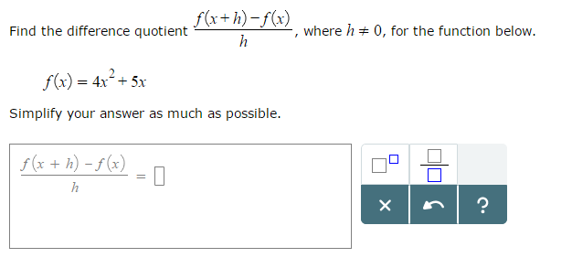 Solved Find The Difference Quotient F x H f x h Where H Chegg solved-find-the-difference-quotient-f-x-h-f-x-h-where-h-chegg
