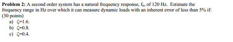 Solved A second order system has a natural frequency | Chegg.com
