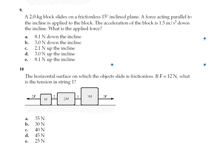 Solved A 2.0-kg block slides on a frictionless 15 degree | Chegg.com