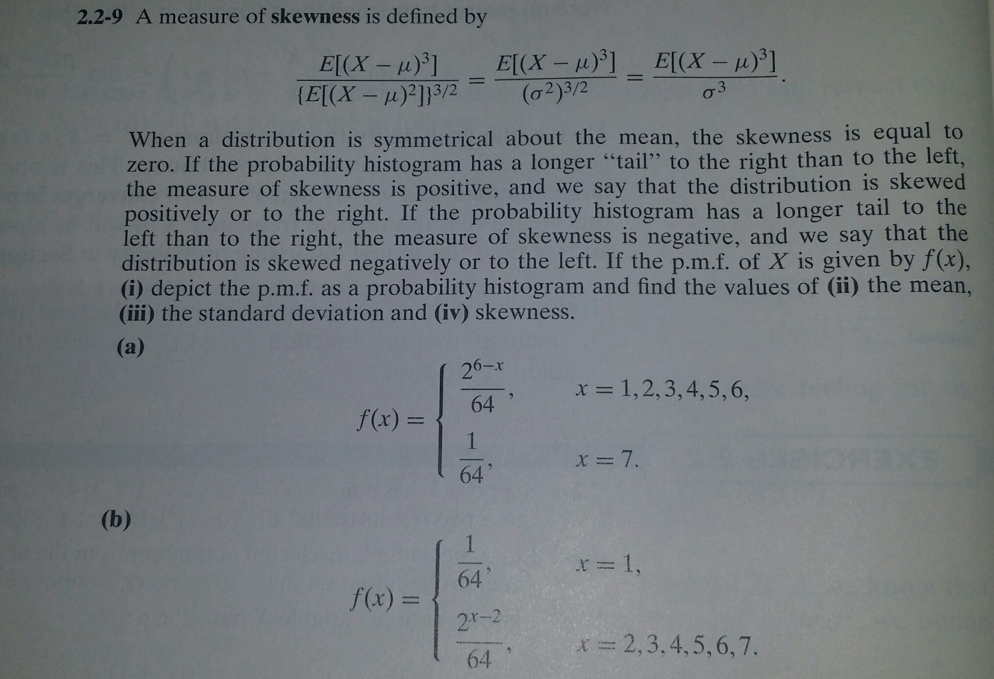 Solved A measure of skewness is defined by E[(X - mu) 3] / | Chegg.com