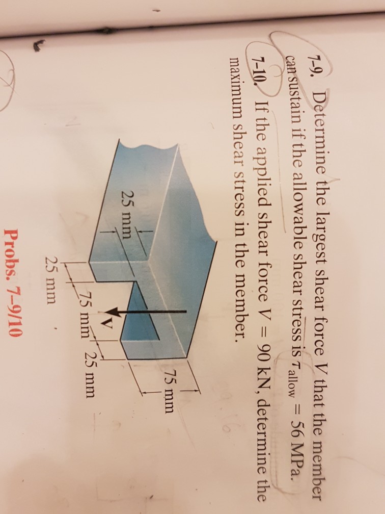 Solved -9. Determine the largest shear force V that the | Chegg.com
