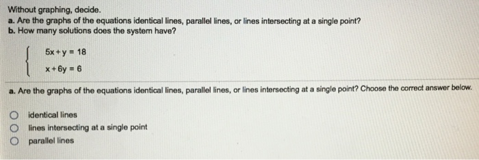 Solved Without graphing, decide. Are the graphs of the | Chegg.com