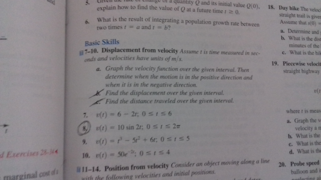 Solved Assume t is time measured in seconds and velocities | Chegg.com