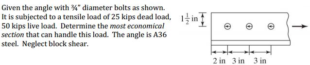 Solved Given the angle with 3/4" diameter bolts as shown. It | Chegg.com