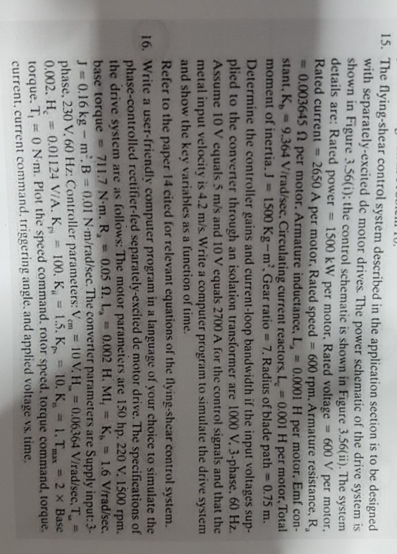 15. The flying-shear control system described in the | Chegg.com