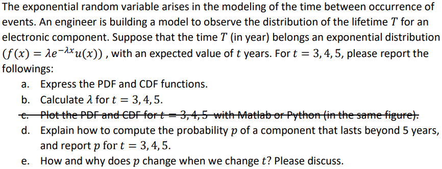 Solved The exponential random variable arises in the | Chegg.com