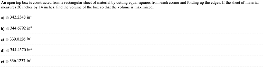 Solved An open top box is constructed from a rectangular | Chegg.com