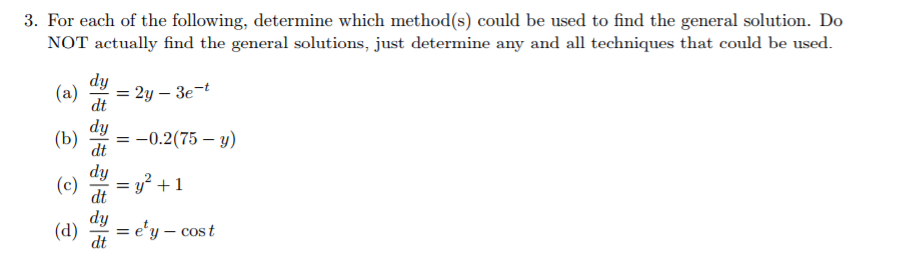 Solved 3. For each of the following, determine which | Chegg.com