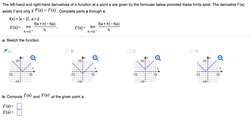 Solved The left-hand and right-hand derivatives of a | Chegg.com