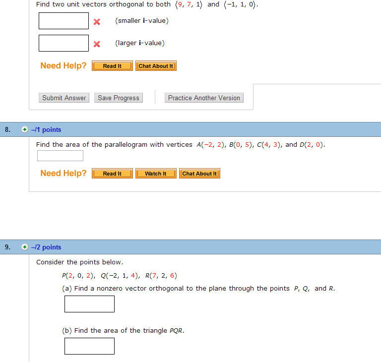 Solved: Find Two Unit Vectors Orthogonal To Both 9, 7, 1 A... | Chegg.com