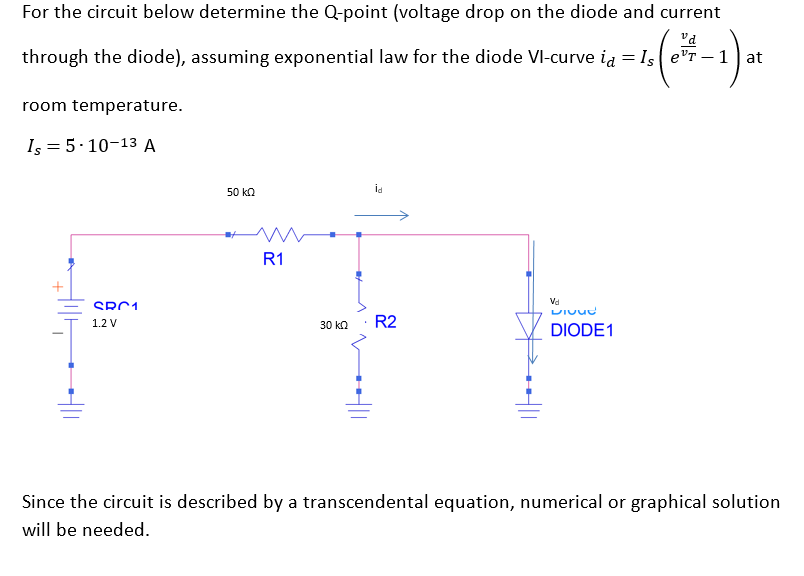 Solved For the circuit below determine the Q-point (voltage | Chegg.com