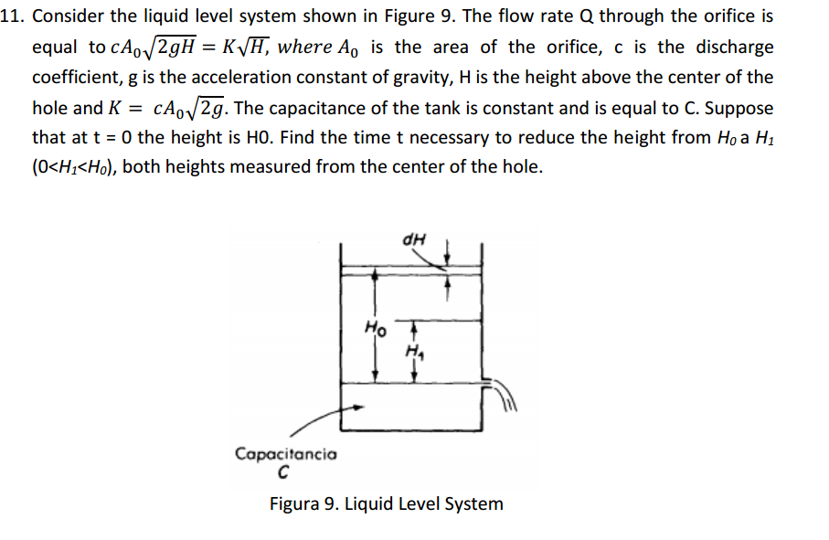 Solved Consider the liquid level system shown in Figure 9. | Chegg.com