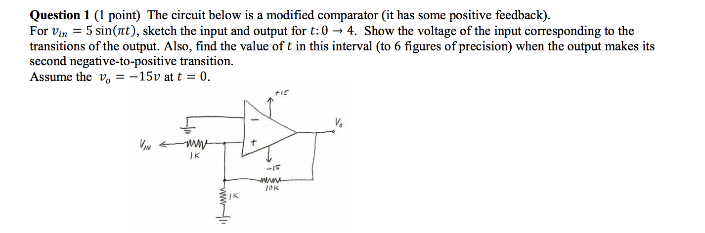 Solved The circuit below is a modified comparator (it has | Chegg.com