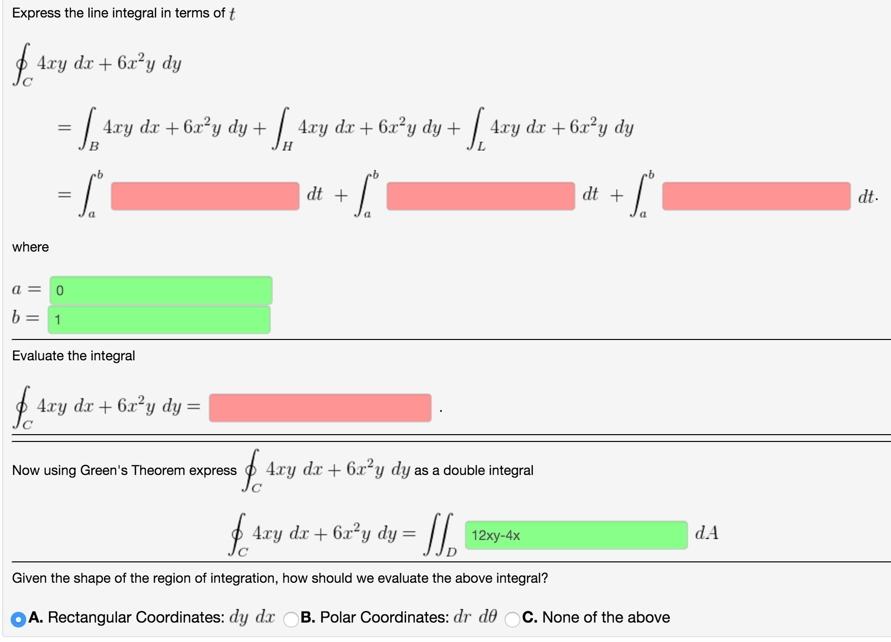 Solved Evaluate the line integral by following the given | Chegg.com