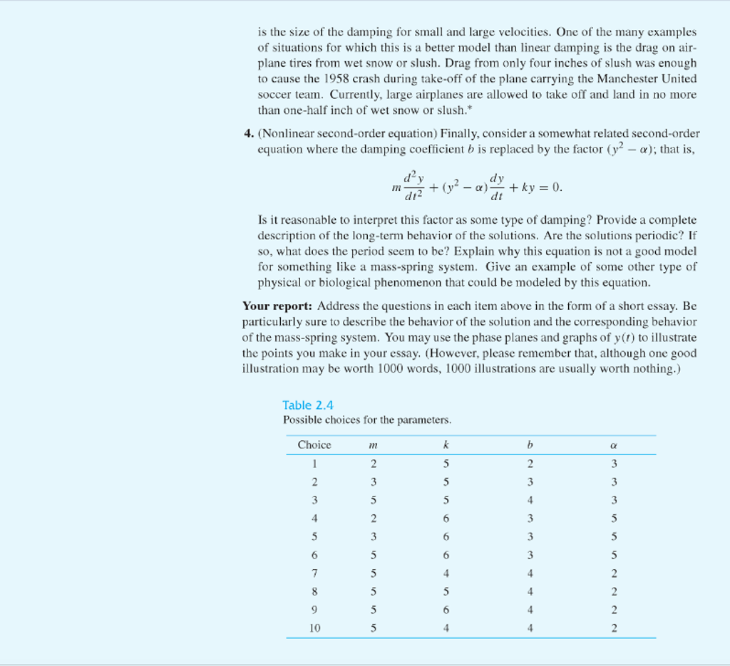 Autonomous second-order differential equations are | Chegg.com