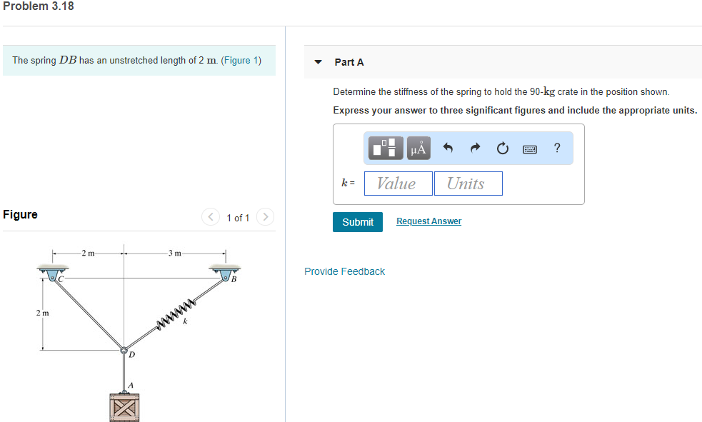 Solved Problem 3.18 The spring DB has an unstretched length | Chegg.com