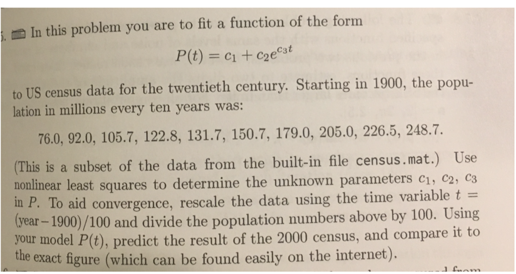 Solved In this problem you are to fit a function of the form | Chegg.com