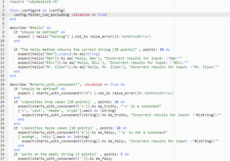 Solved 1 require 'rubybasics2.rb 3 RSpec.configure do | Chegg.com