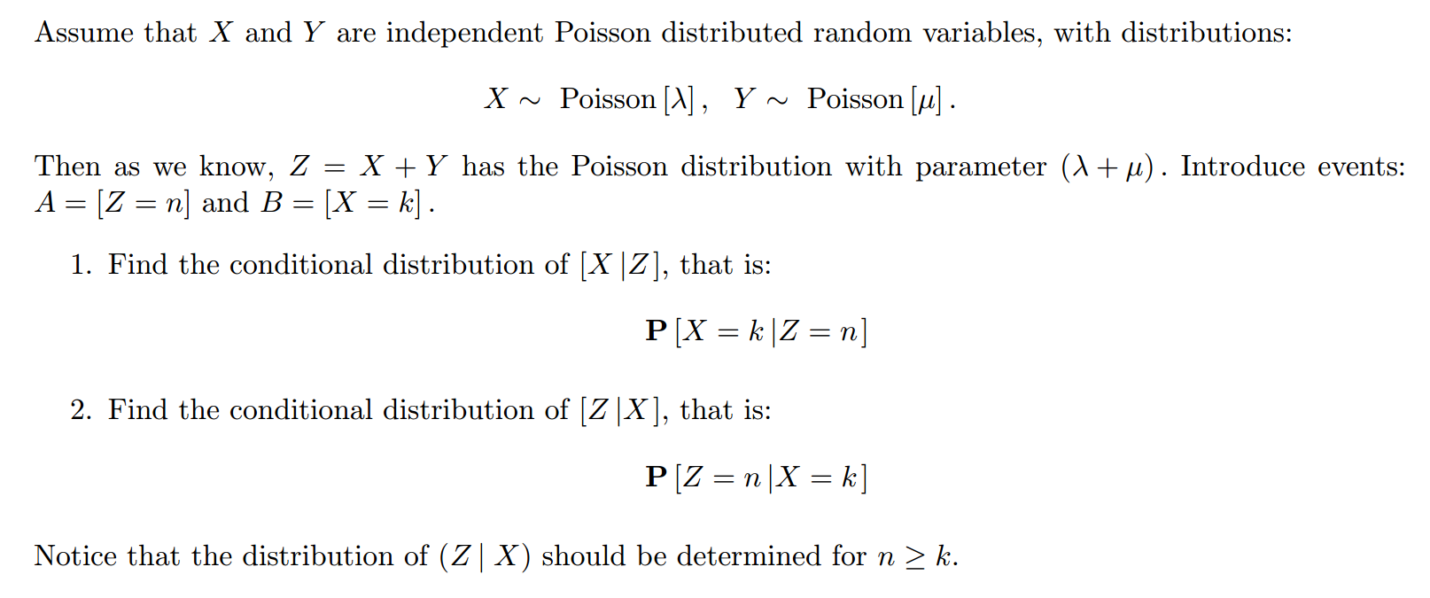 Solved Assume that X and Y are independent Poisson | Chegg.com Solved Assume that X and Y are independent Poisson | Chegg.com