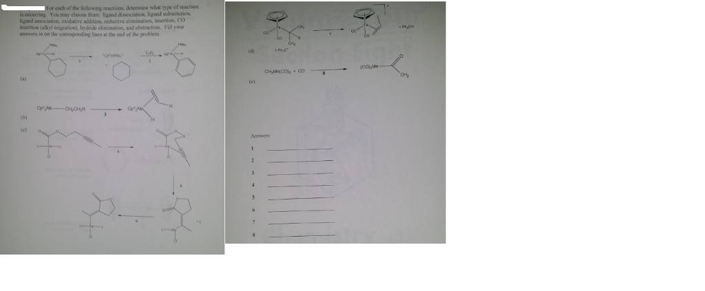 For Each Of The Following Reactions Determine What