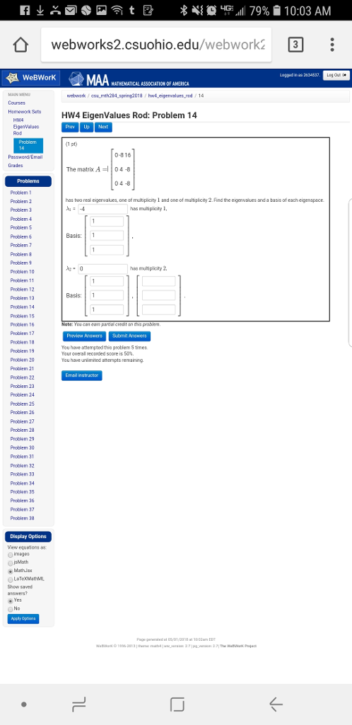 Solved webworks2.csuohio.edu/webwork2 WeBWorK Courses | Chegg.com