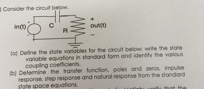 Solved Consider the circuit below. Define the state | Chegg.com