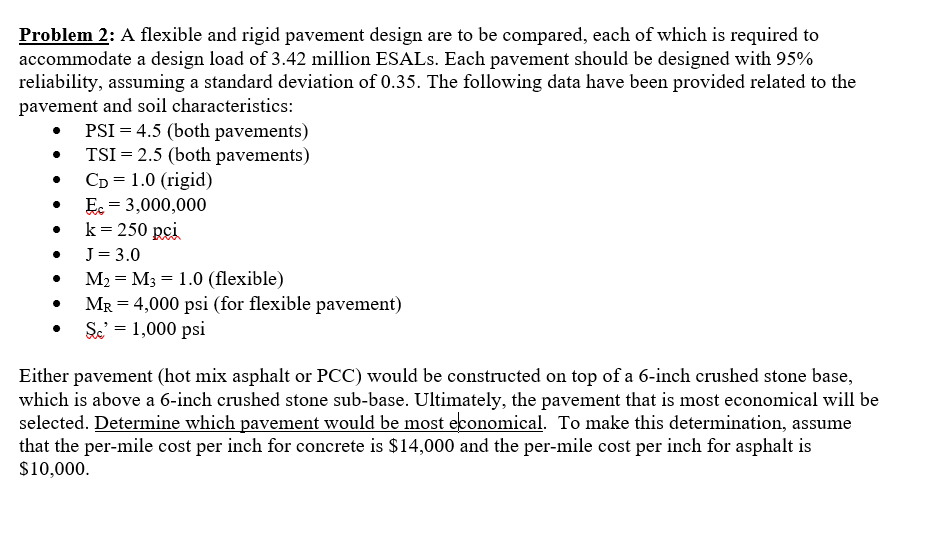 Solved Problem 2: A flexible and rigid pavement design are | Chegg.com
