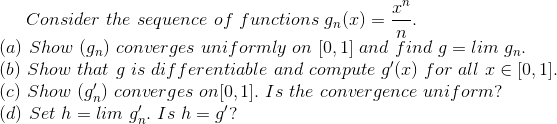 Consider the sequence of functions gn(r) (a) Show | Chegg.com