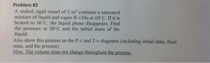 Solved A sealed, rigid vessel of 2 m^3 contains a saturated | Chegg.com