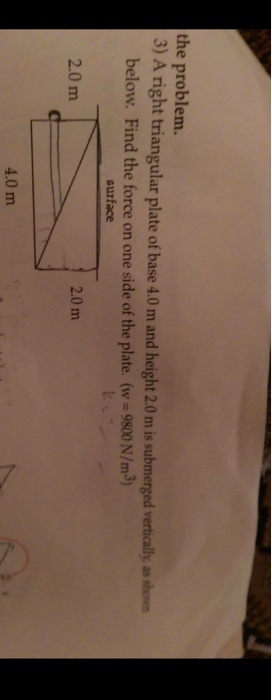 Solved A right triangular plate of base 4.0 m and height 2.0 | Chegg.com