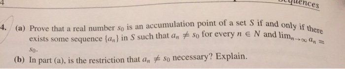 Solved Prove,that a real number s _o is an accumulation | Chegg.com