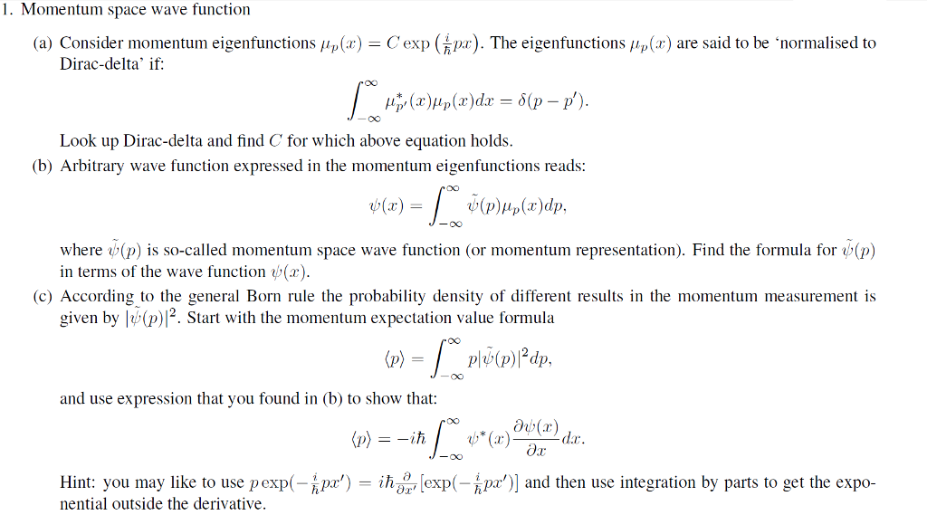 Solved Momentum Space Wave Function Consider Momentum