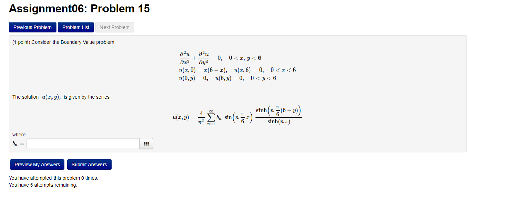 Solved Assignment06 Problem 15 Previous Problem Problem 