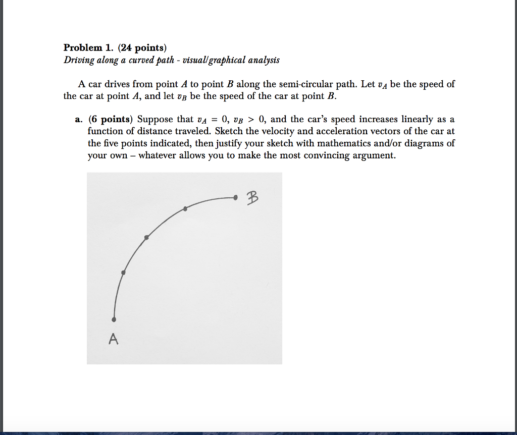 Solved Problem 1. (24 points) Driving along a curved path | Chegg.com