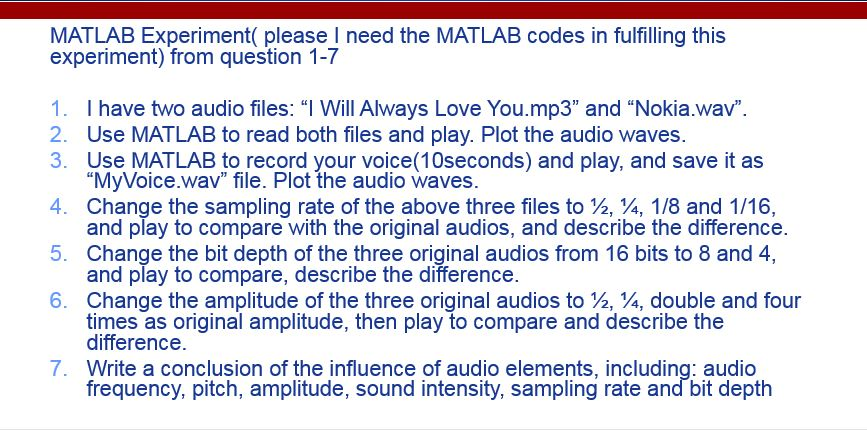Matlab Experiment Please I Need The Matlab Codes In
