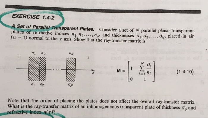 Solved A Set of Parallel Transparent Plates. Consider a set | Chegg.com