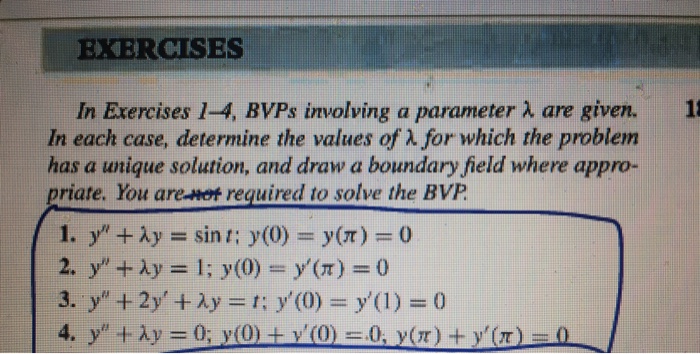 Solved In Exercises 1-4, BVPs involving a involving lambda | Chegg.com