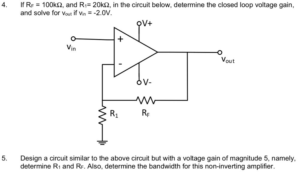 Solved 4. If RF100k2, and Ri- 20ks2, in the circuit below, | Chegg.com