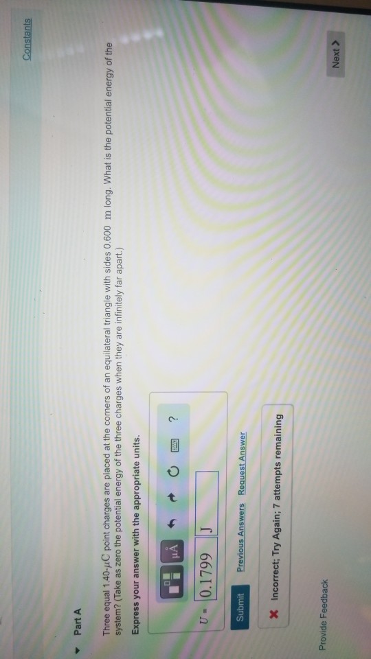 Solved Constants Part A Three equal 140 ? point charges are | Chegg.com